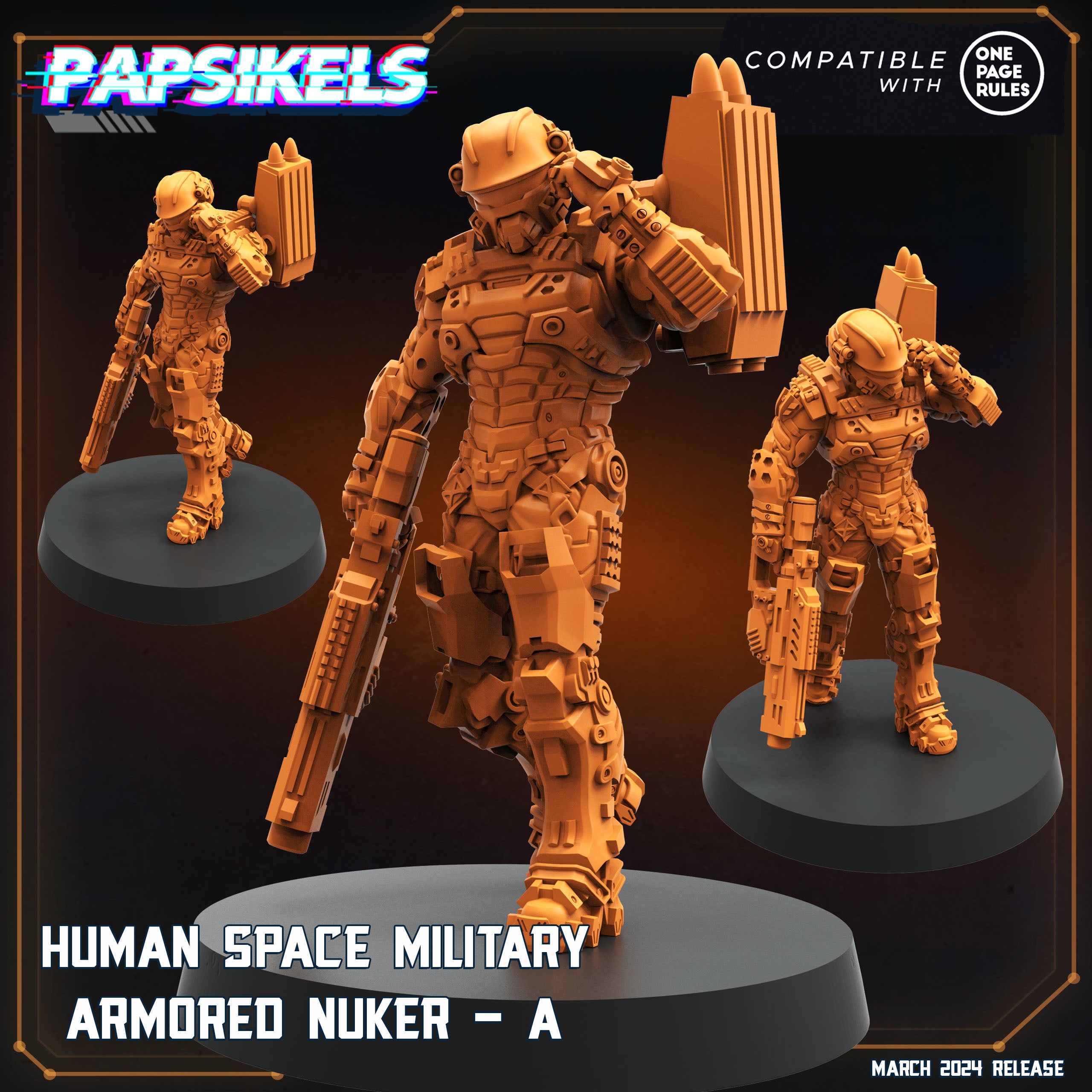 Human Space Military Armored Nuker (3 variantes) – 🏅 EboraMiniatures