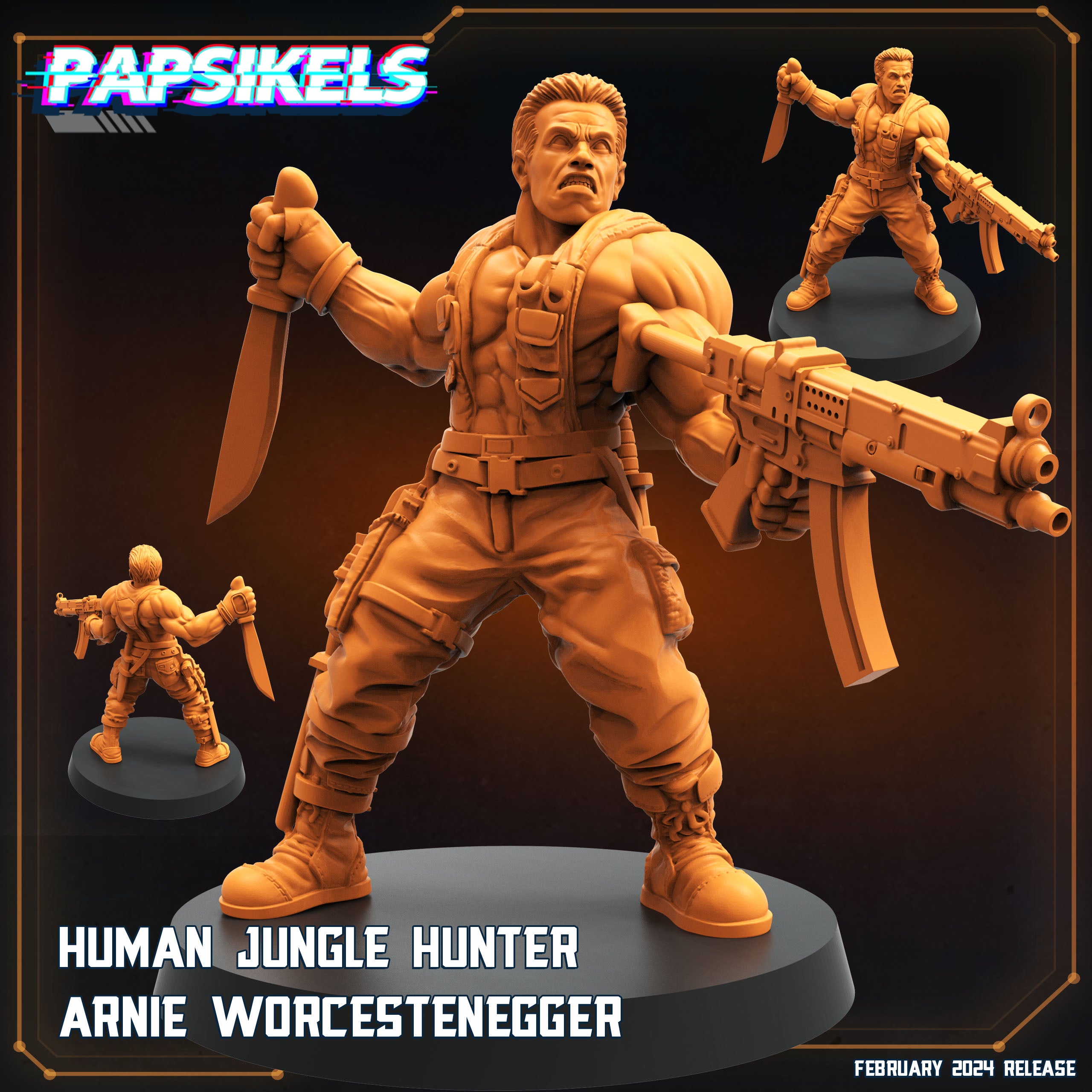 Human Jungle Hunter Arnie Worcestenegger – 🏅 EboraMiniatures